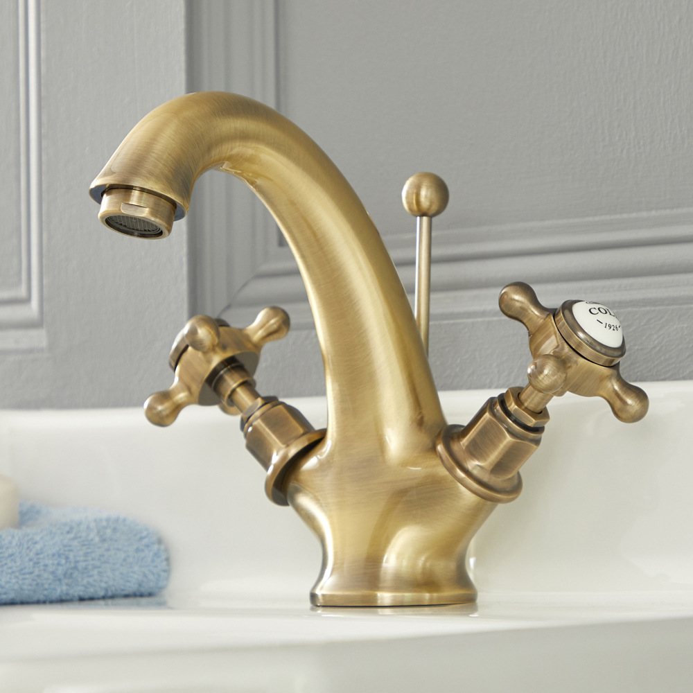 Milano Elizabeth - Traditional Crosshead Mono Basin Mixer Tap - Brushed ...
