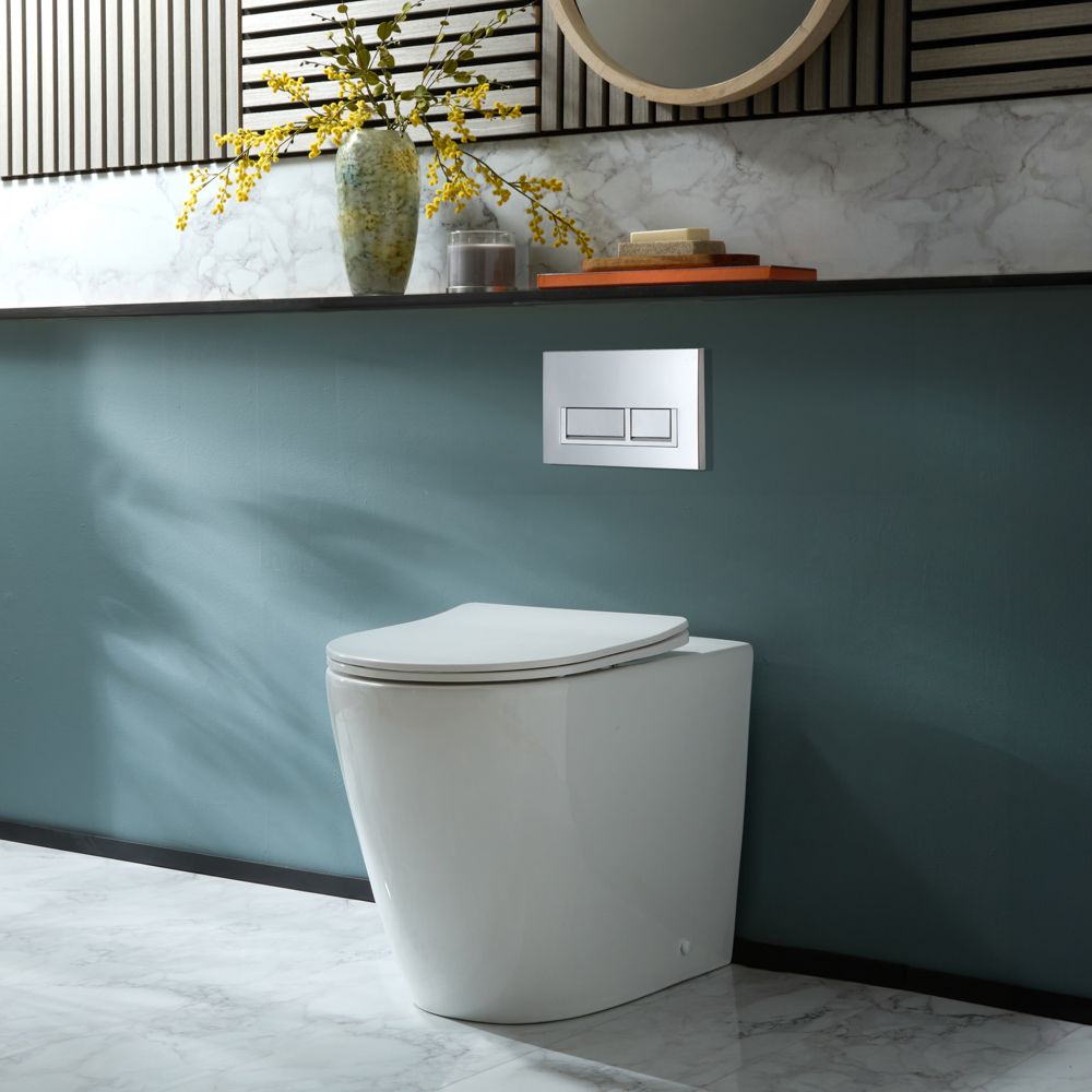 Milano Brunswick - White Modern Back To Wall Toilet with Soft Close Seat