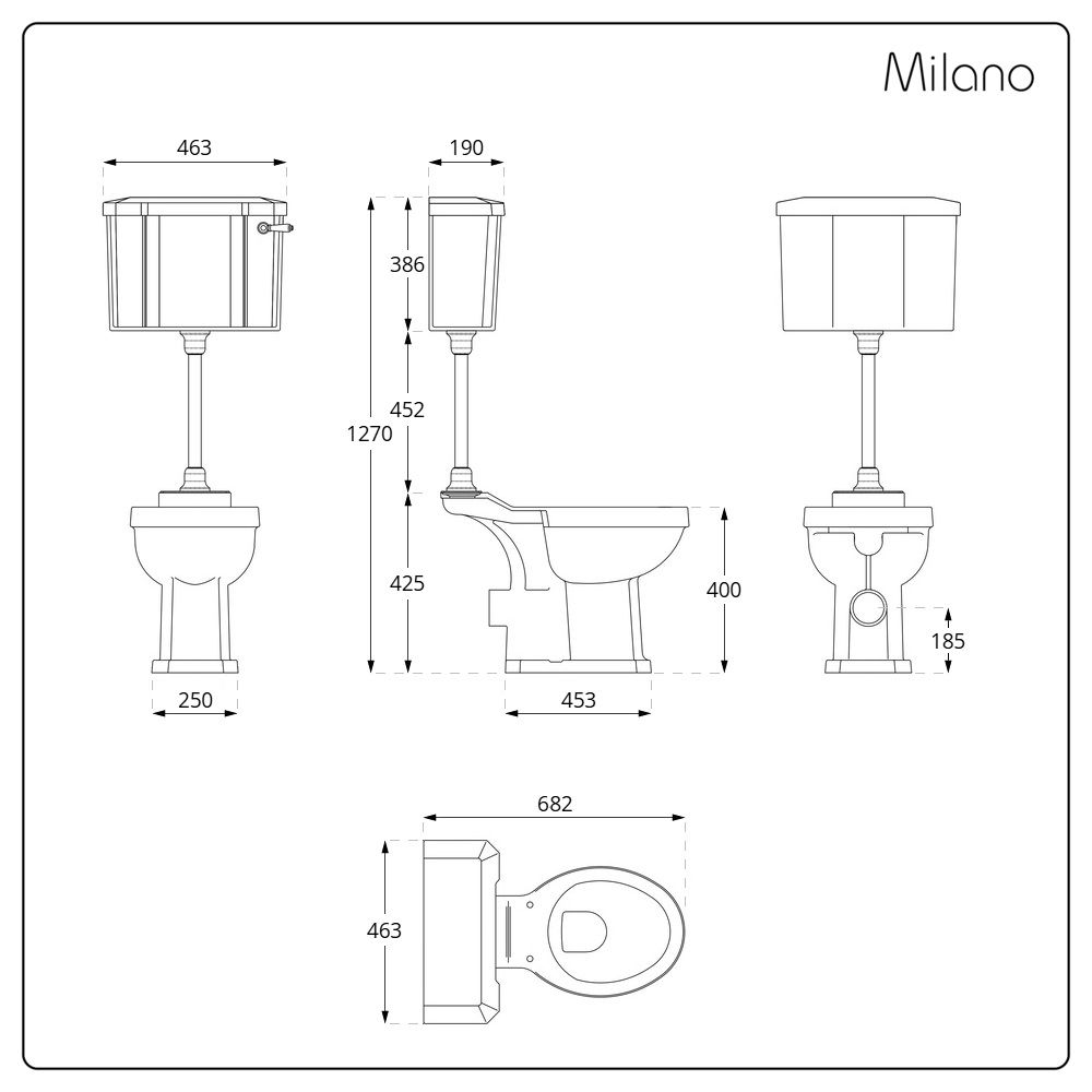Milano Elizabeth - Traditional Low Level Toilet with Cistern and Soft ...