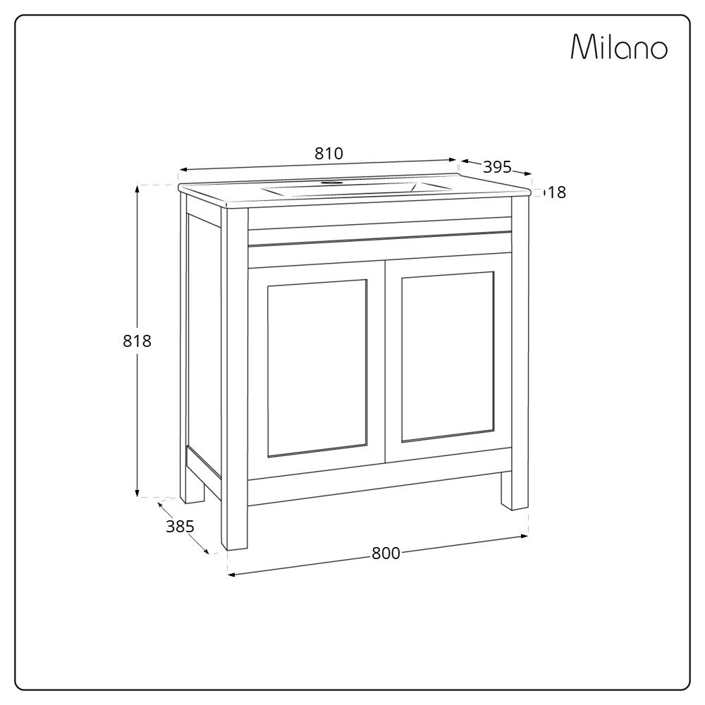 Milano Aston - 800mm Traditional Vanity Unit with Basin - Choice of ...