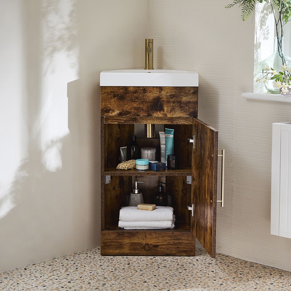 Milano Lurus - 450mm Modern Cloakroom Corner Vanity Unit with Basin ...