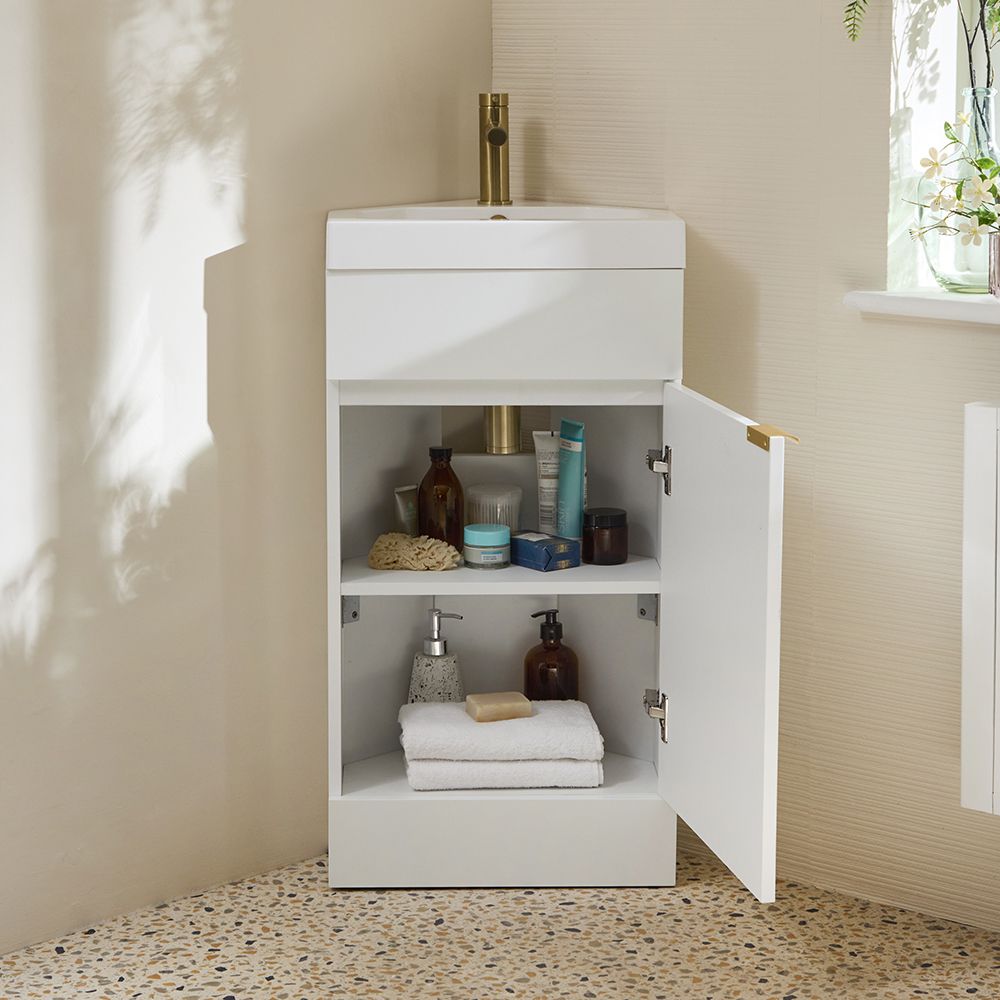 Milano Lurus - 450mm Modern Cloakroom Corner Vanity Unit with Basin ...