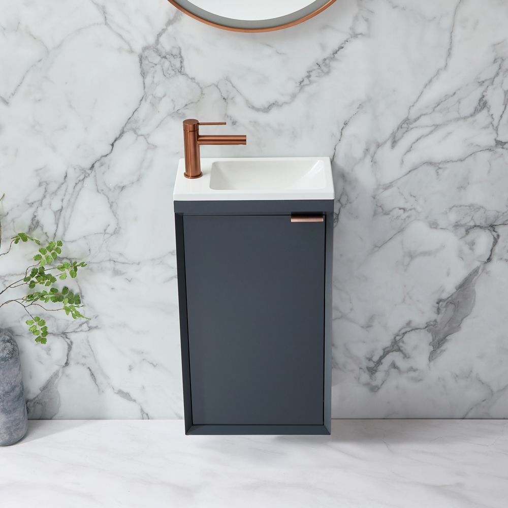Milano Edge - 400mm Wall Hung Modern Cloakroom Vanity Unit with Basin ...