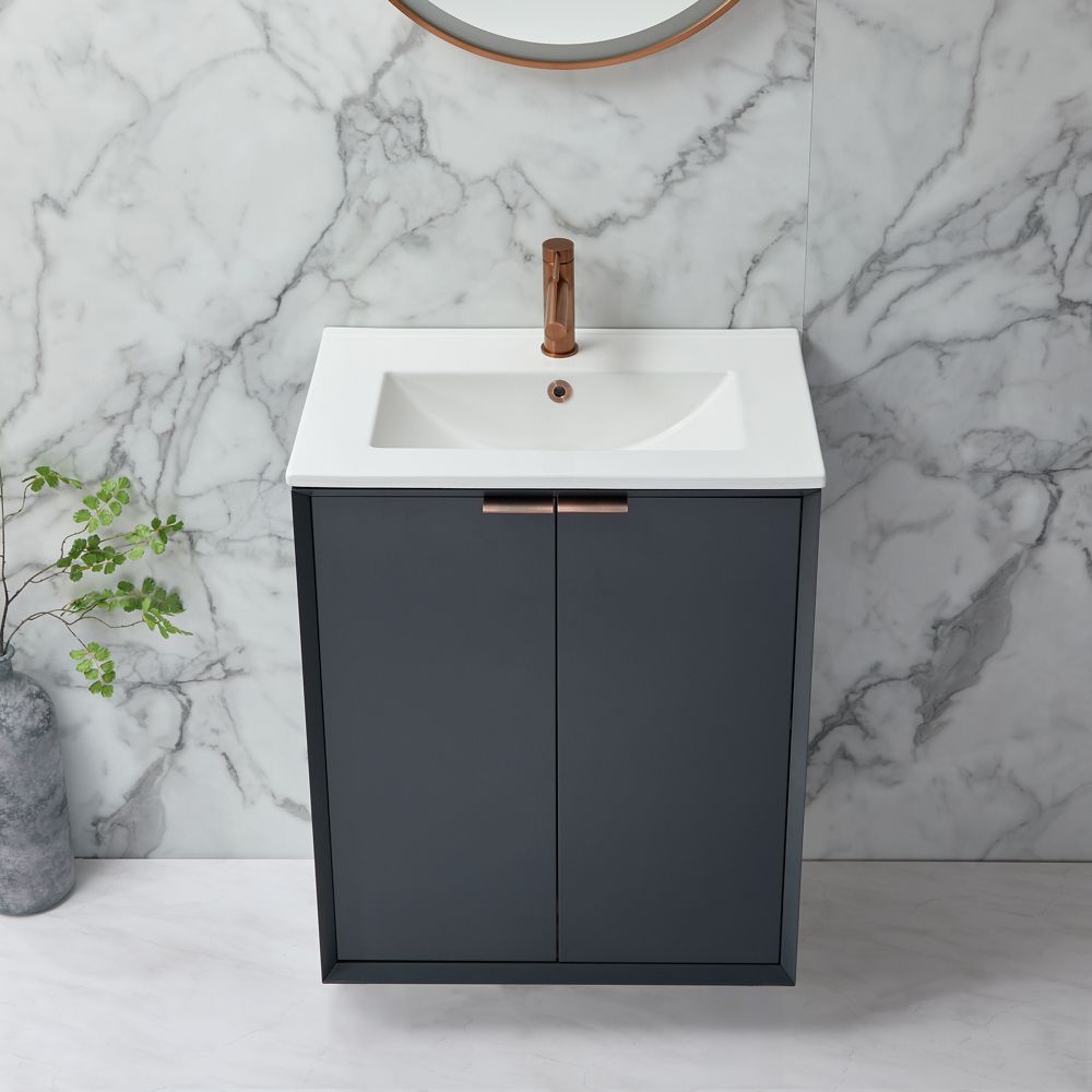 Milano Edge - 610mm Wall Hung Modern Vanity Unit with Basin - Choice of ...