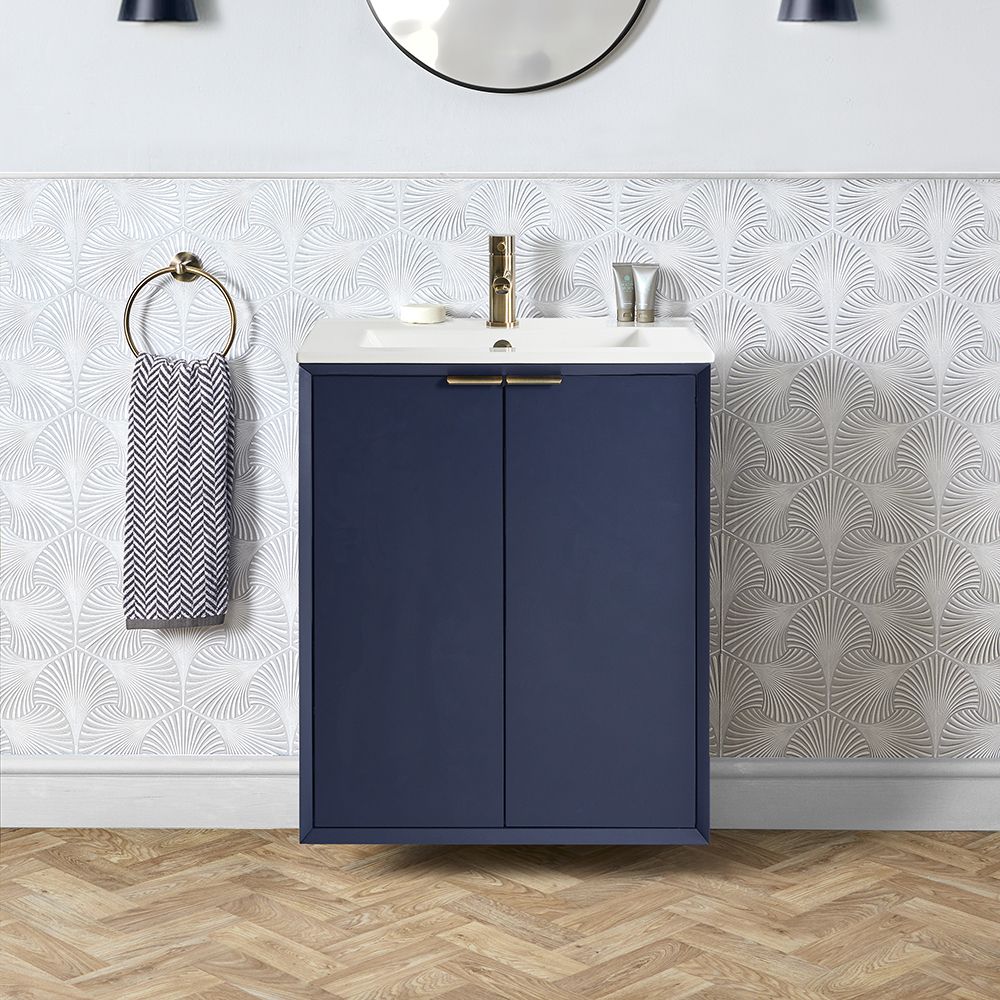 Milano Edge 610mm Wall Hung Modern Vanity Unit with Basin Choice of Finish and Handles