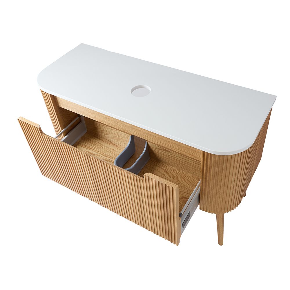 Milano Chalton - Oak Curved Fluted Vanity Unit - Choice of Size and Basin