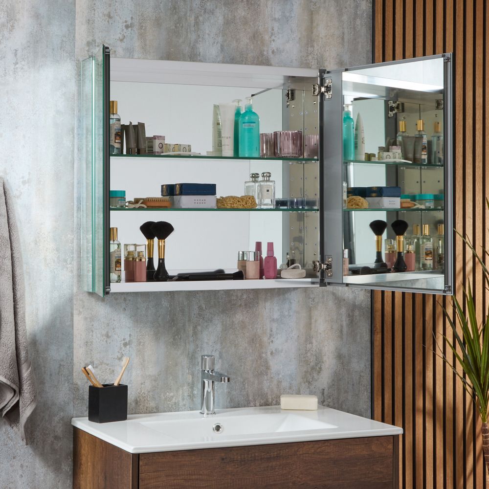 Milano Cleo - Modern Mirrored Cabinet - 760mm x 660mm