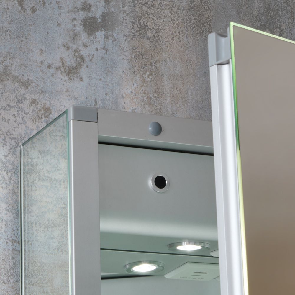 Milano Athos - Modern Anti-Fog LED Mirrored Cabinet - 600mm x 750mm