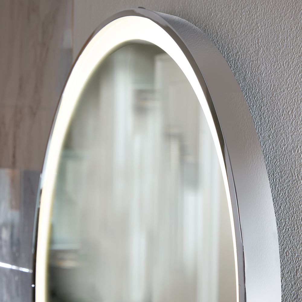 Milano Camila - Chrome Modern Round Anti-Fog LED Mirror - 600mm