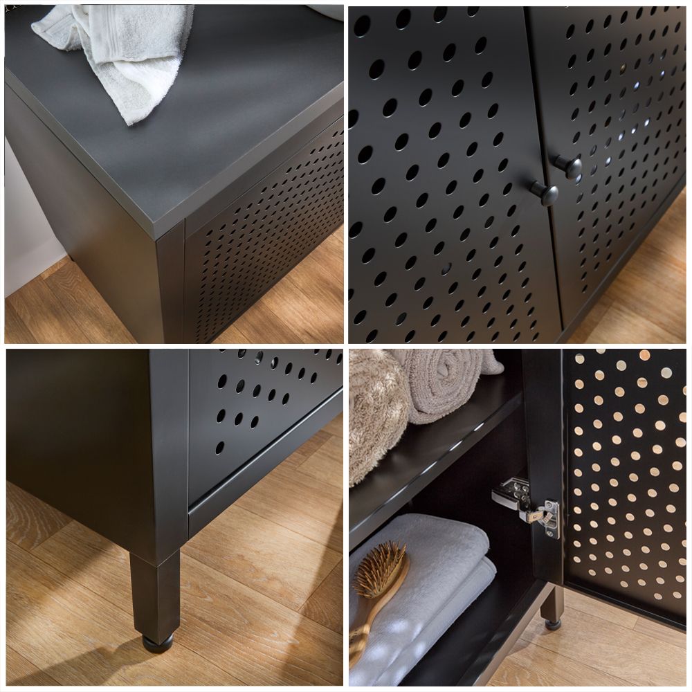 Milano Beswick - Black Metal 1200mm Vanity Unit - Choice of Basin and ...