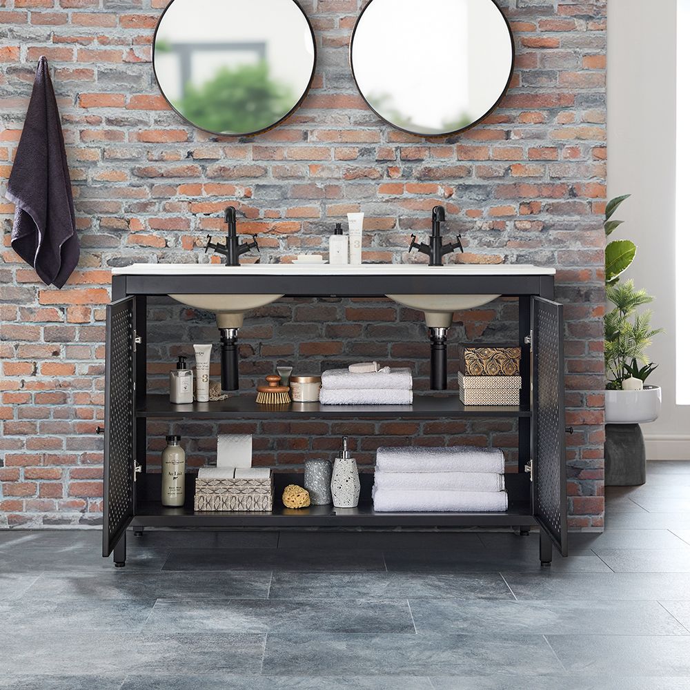 Milano Beswick - Black Metal Vanity Unit with Basin - Choice of Size