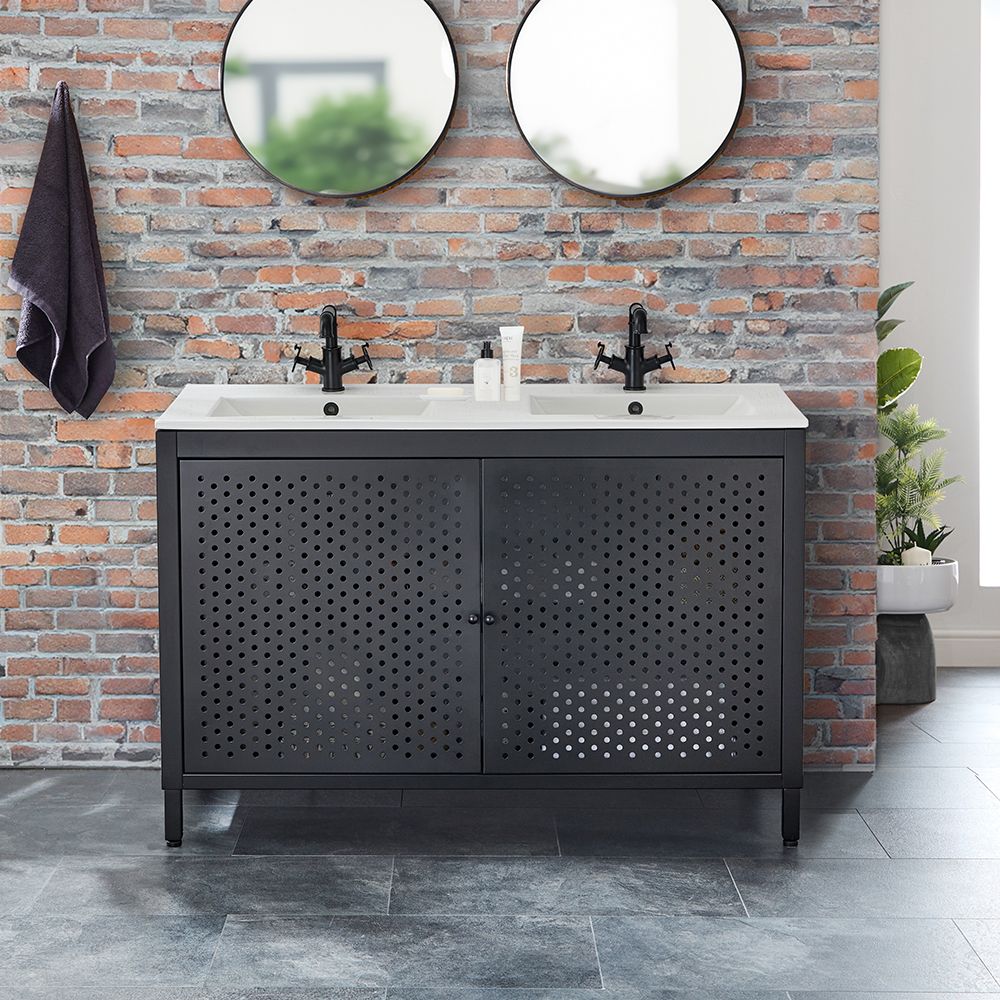 Milano Beswick - Black Metal Vanity Unit with Basin - Choice of Size