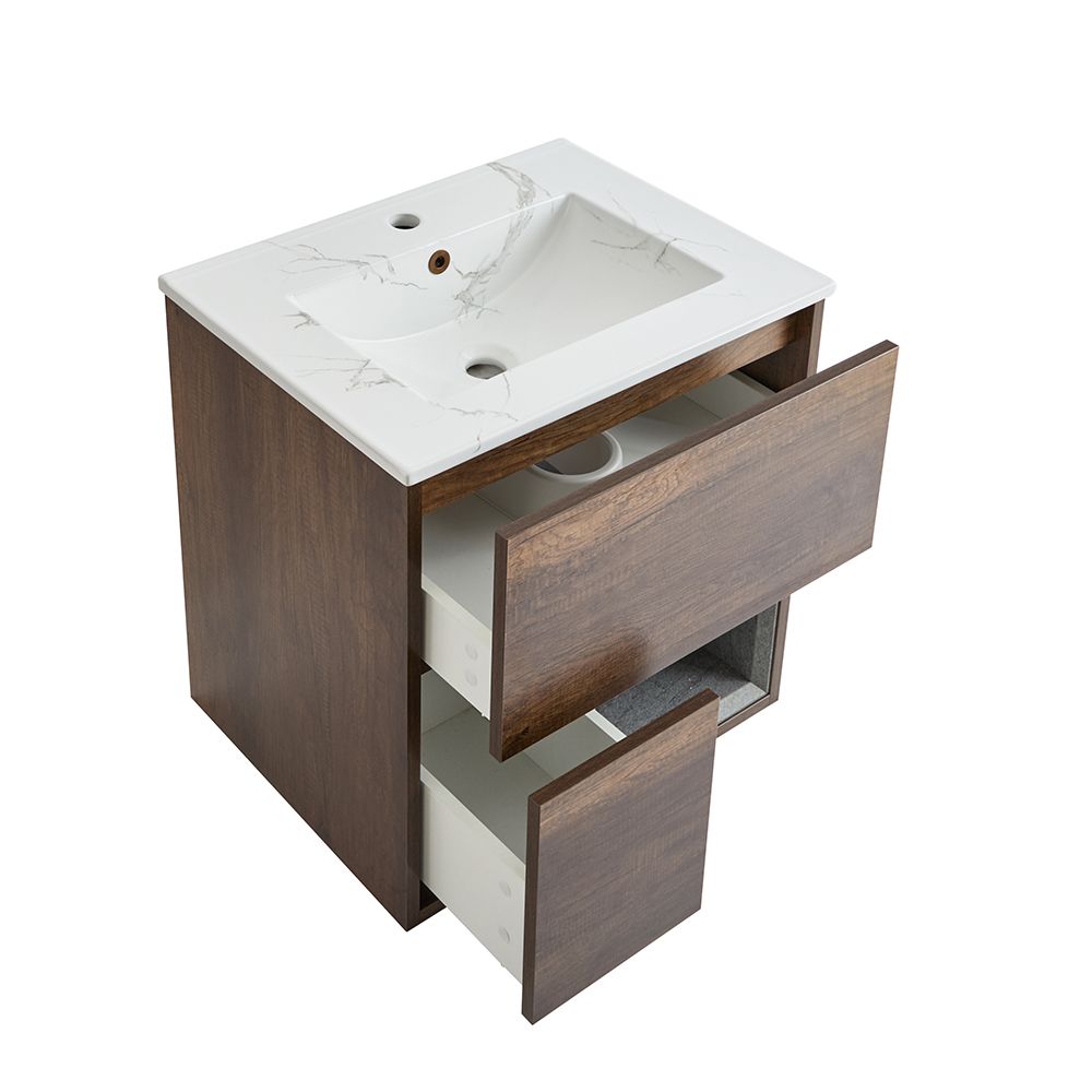 Milano Bexley - 610mm Wall Hung Open Shelf Vanity Unit with Basin ...