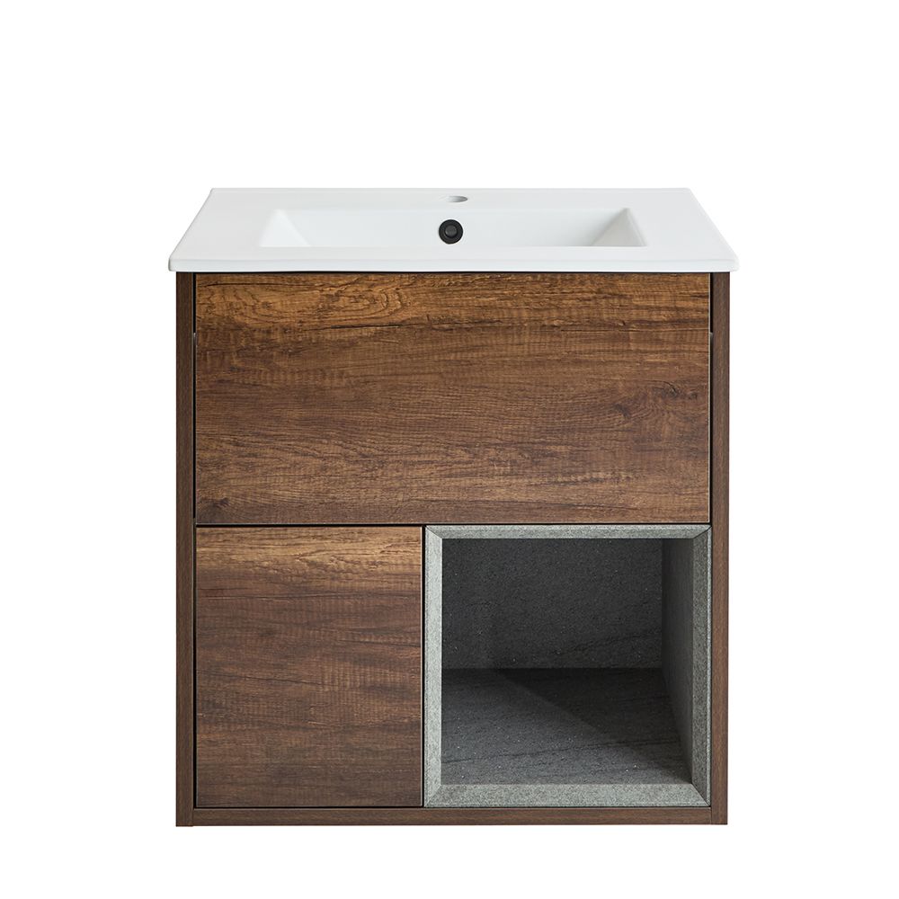 Milano Bexley - 610mm Wall Hung Open Shelf Vanity Unit with Basin ...