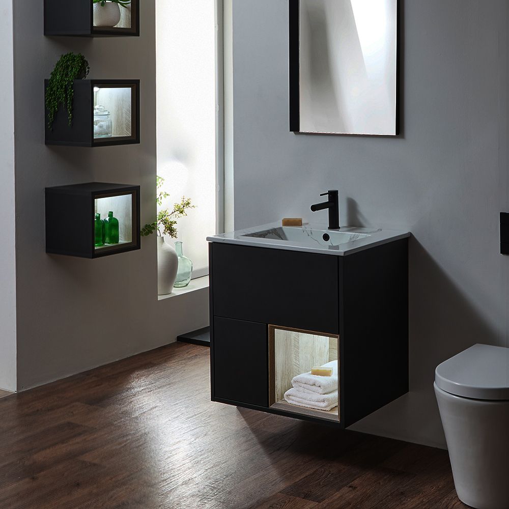 Milano Bexley - 610mm Wall Hung Open Shelf Vanity Unit with Basin ...