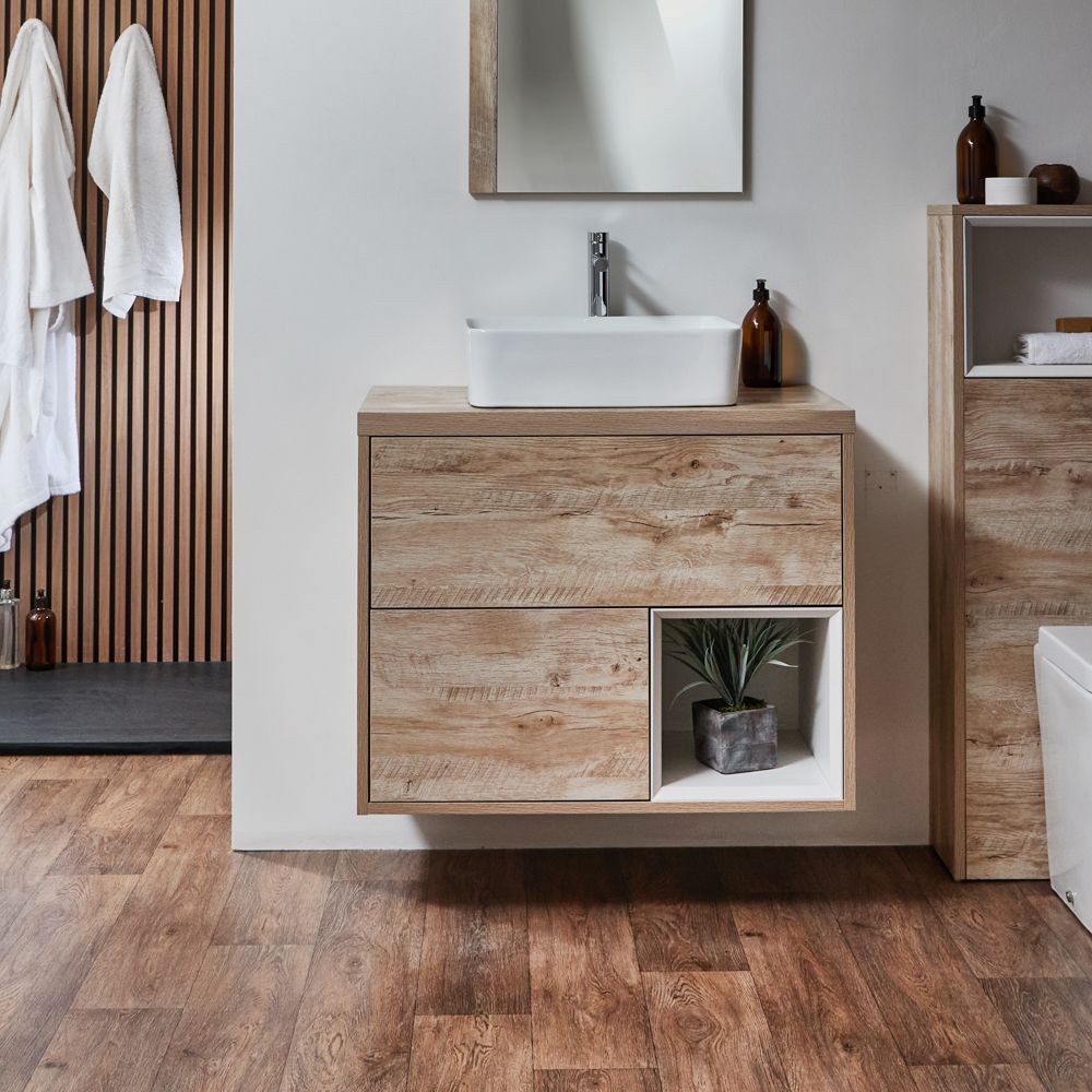 Milano Bexley - 800mm Wall Hung Open Shelf Vanity Unit - Choice of ...