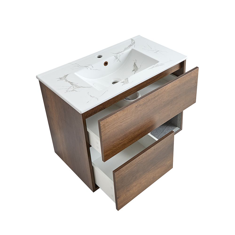 Milano Bexley - 810mm Wall Hung Open Shelf Vanity Unit with Basin ...