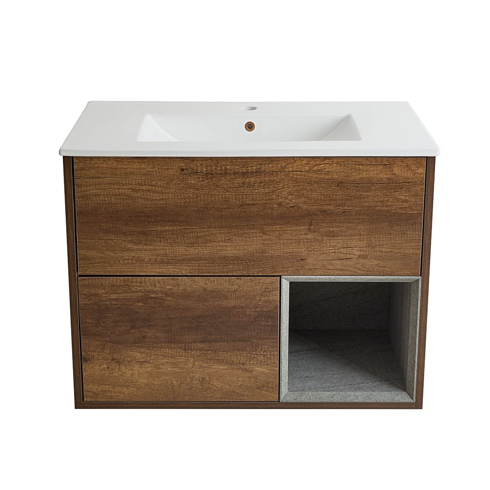 Milano Bexley - 810mm Wall Hung Open Shelf Vanity Unit with Basin ...