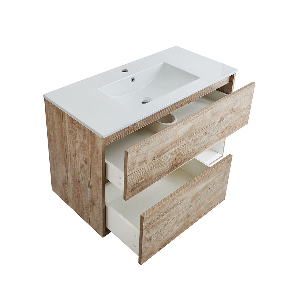 Milano Bexley - 1010mm Wall Hung Open Shelf Vanity Unit with Basin ...