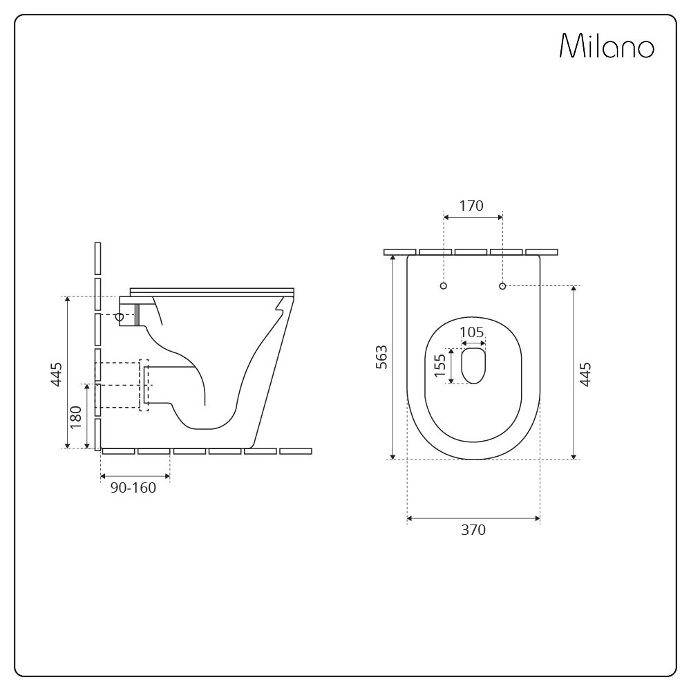 Milano Bexley - 600mm WC Unit with Brunswick Back to Wall Toilet ...
