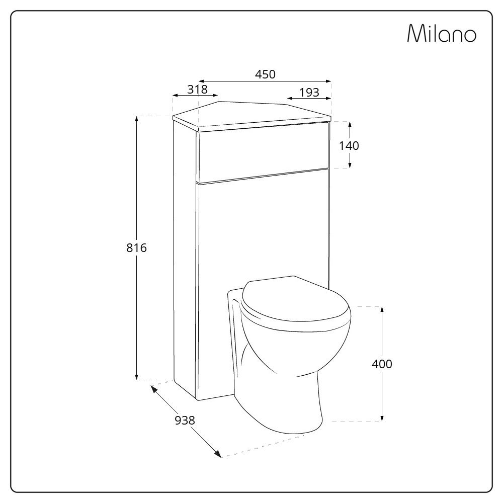 Milano Lurus - Modern Corner WC Unit with Select Back to Wall Toilet ...