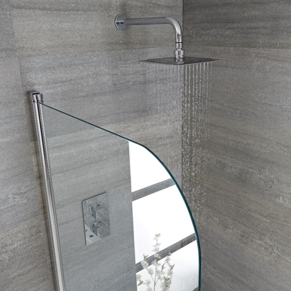 Milano Portland - Chrome Curved Top Bath Shower Screen