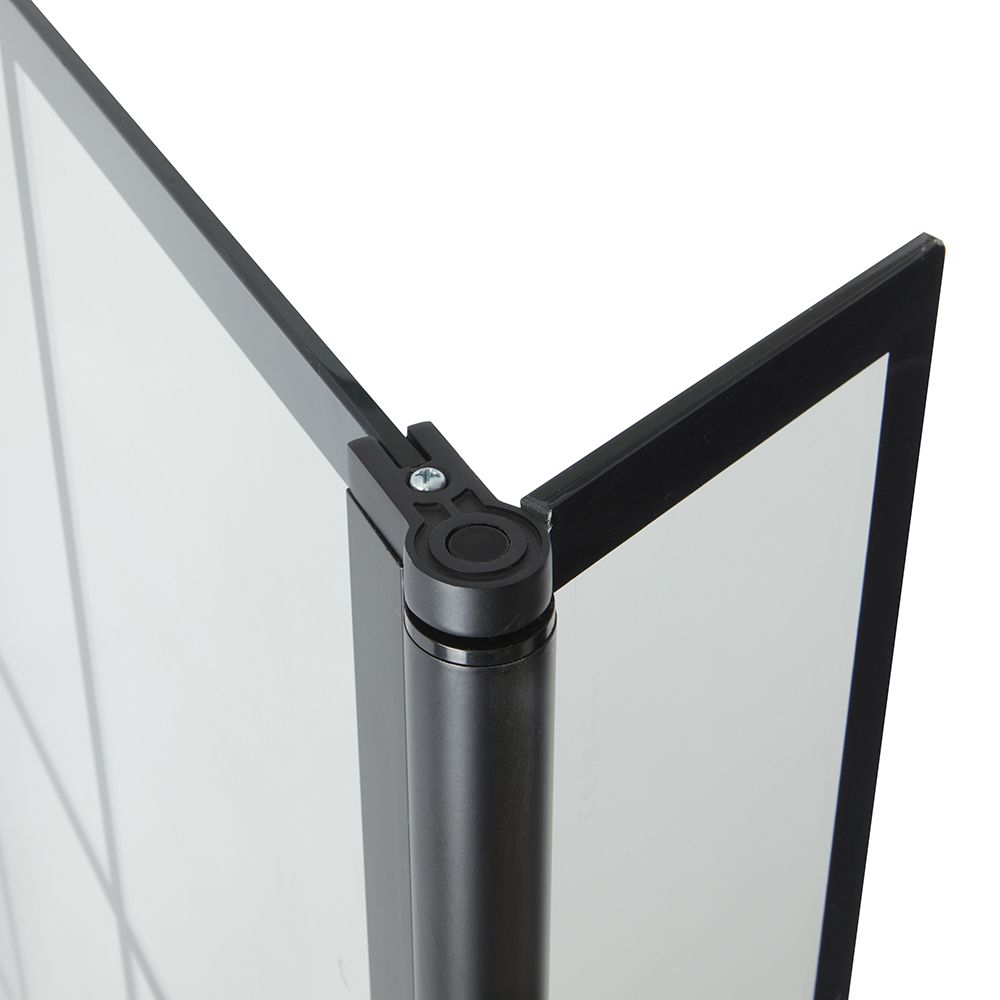 Milano Barq - Black Grid Hinged L Shaped Shower Bath Screen