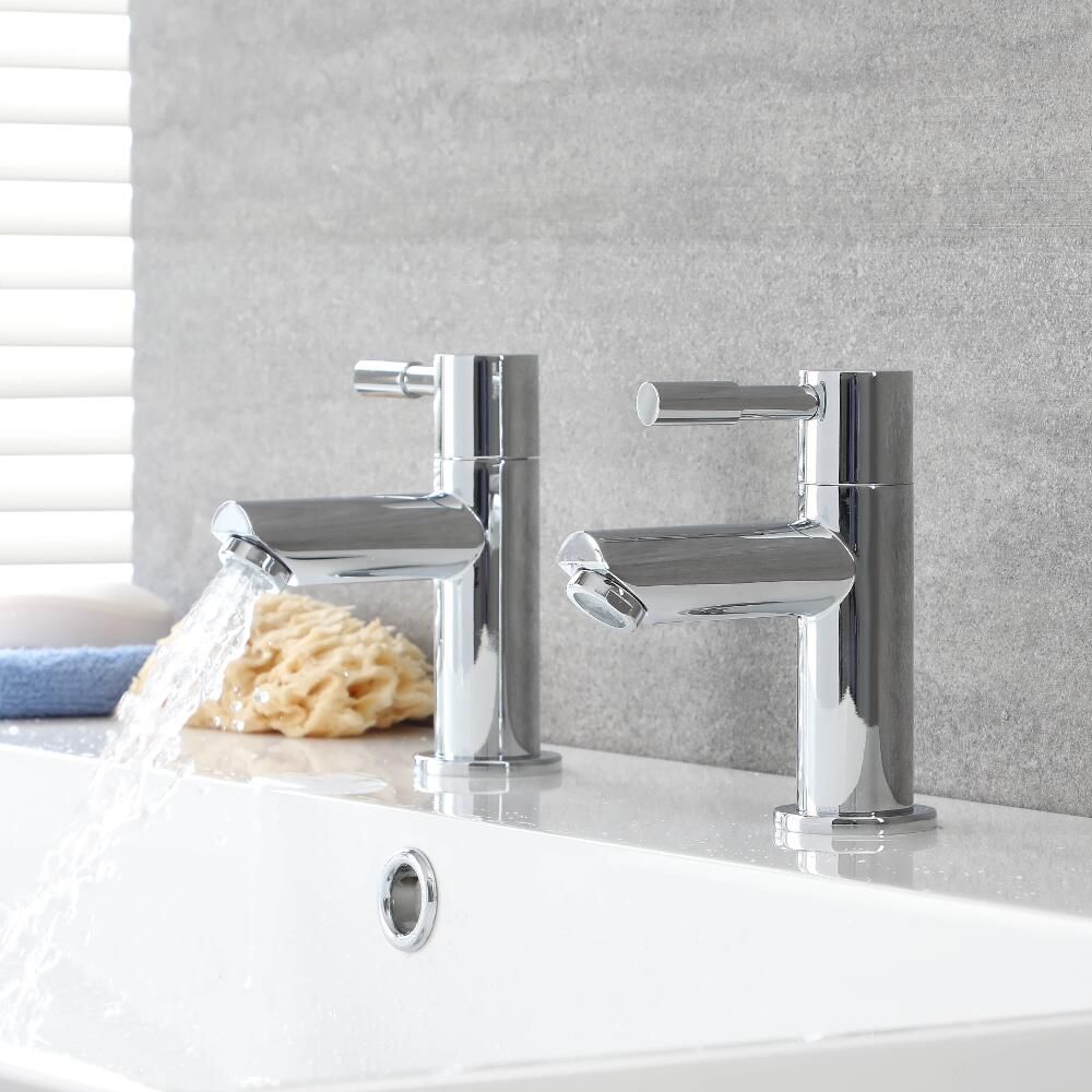Milano Mirage - Modern Basin Pillar Taps - Chrome