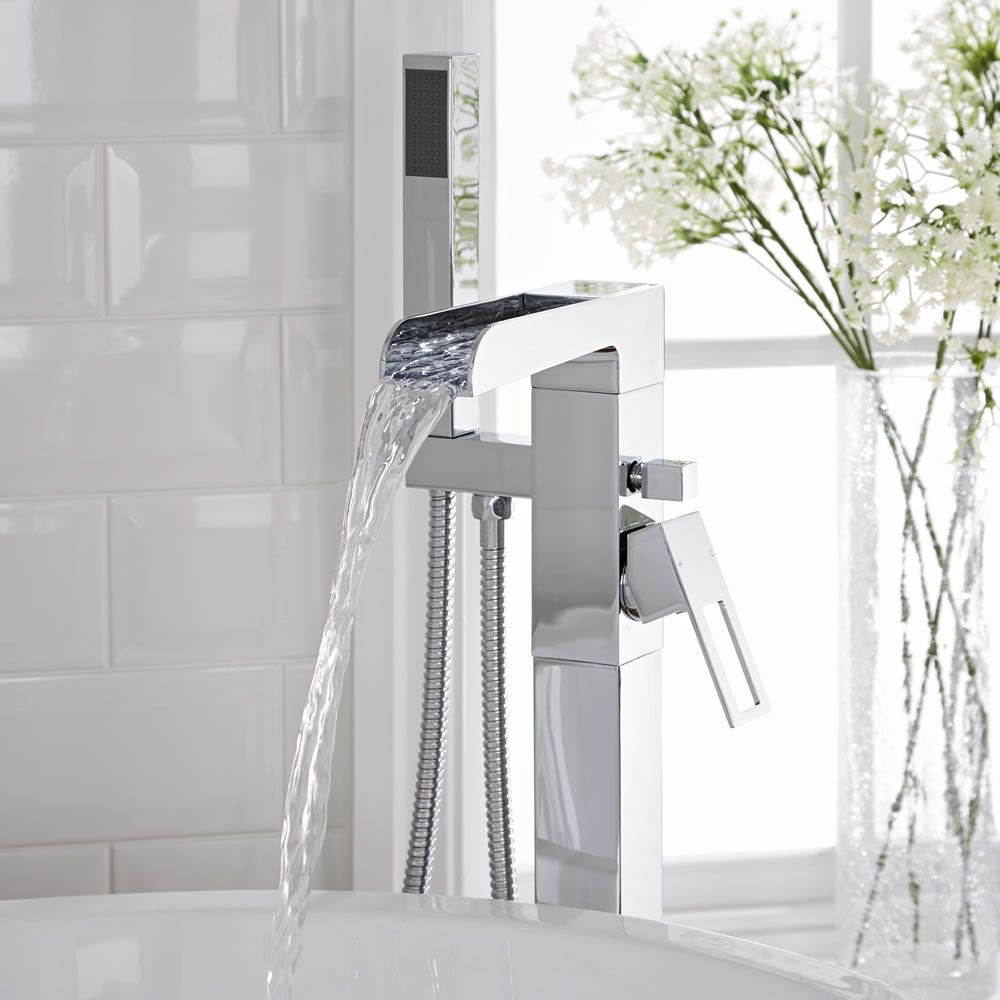 Milano Parade - Modern Waterfall Freestanding Bath Shower Mixer Tap ...