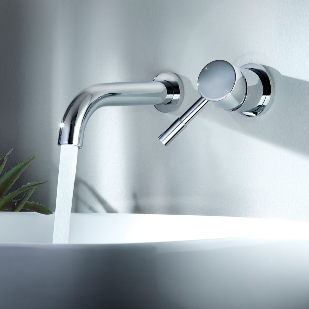 Milano - Modern Round Wall Mounted Basin Mixer Tap - Choice of Finish