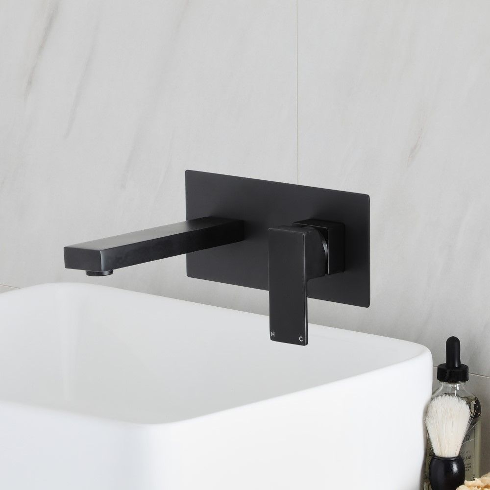 Milano - Modern Square Wall Mounted Basin Mixer Tap - Choice of Finish