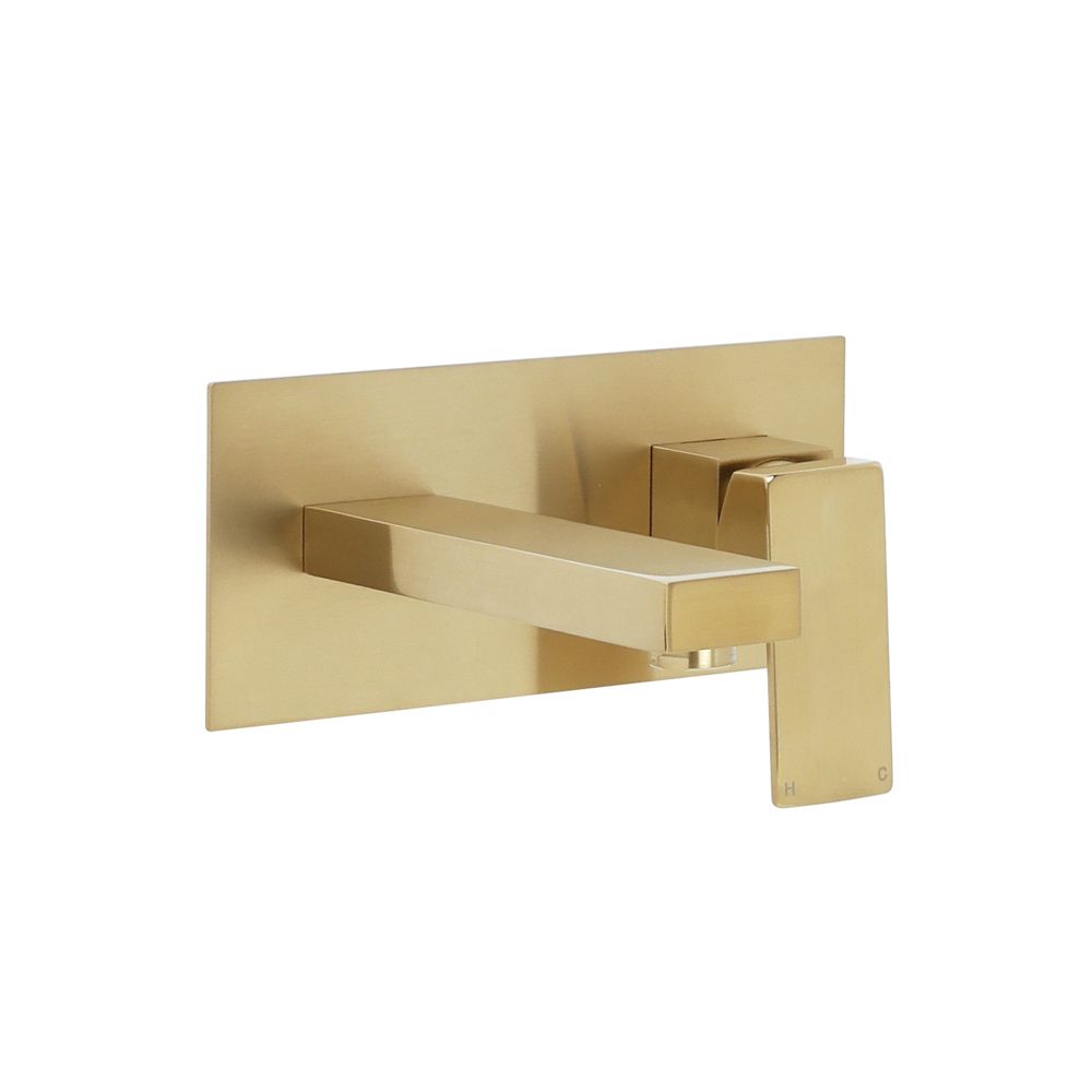 Milano Lyra - Modern Wall Mounted Basin Mixer Tap - Brushed Brass