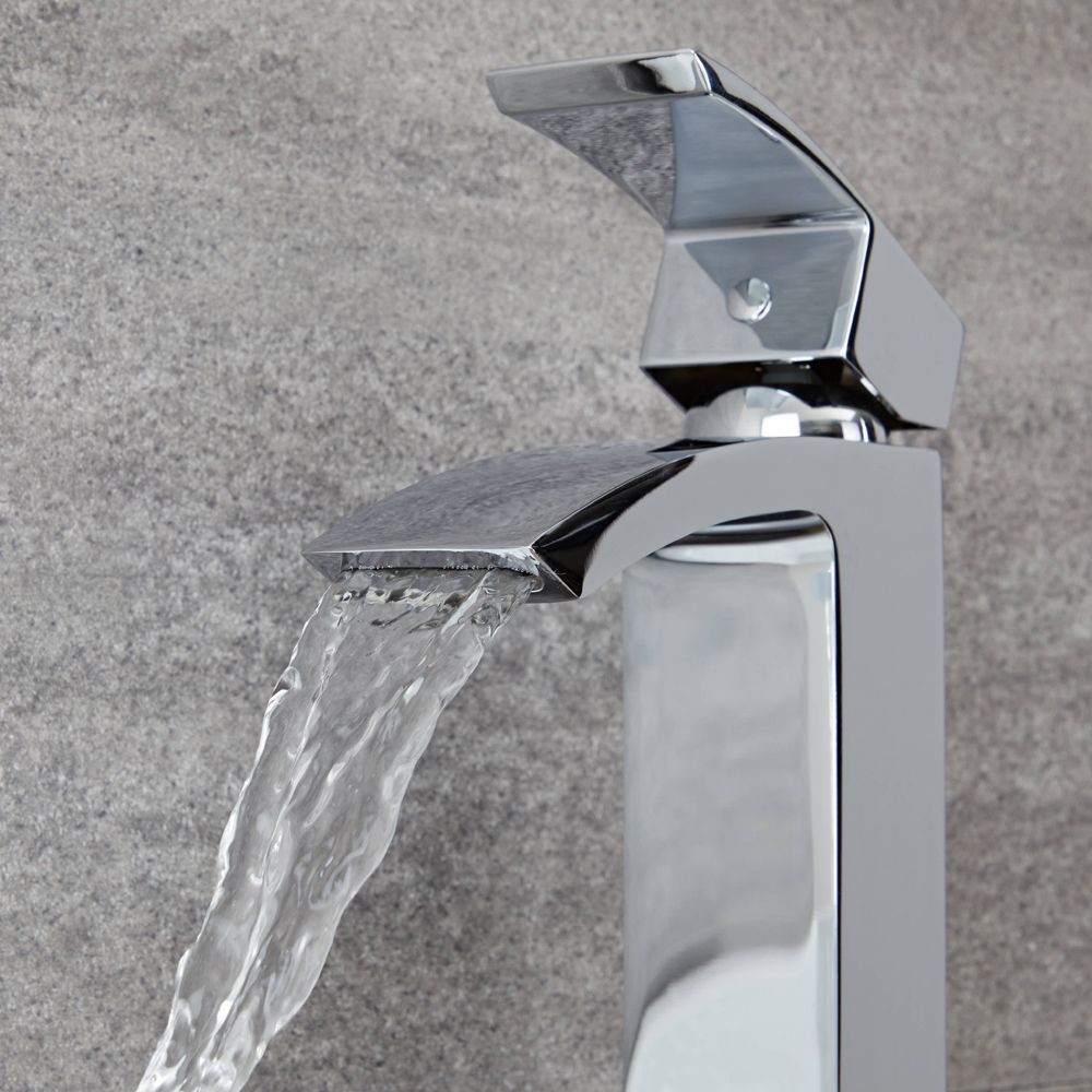 Milano Wick - Modern High Rise Mono Basin Mixer Tap - Chrome