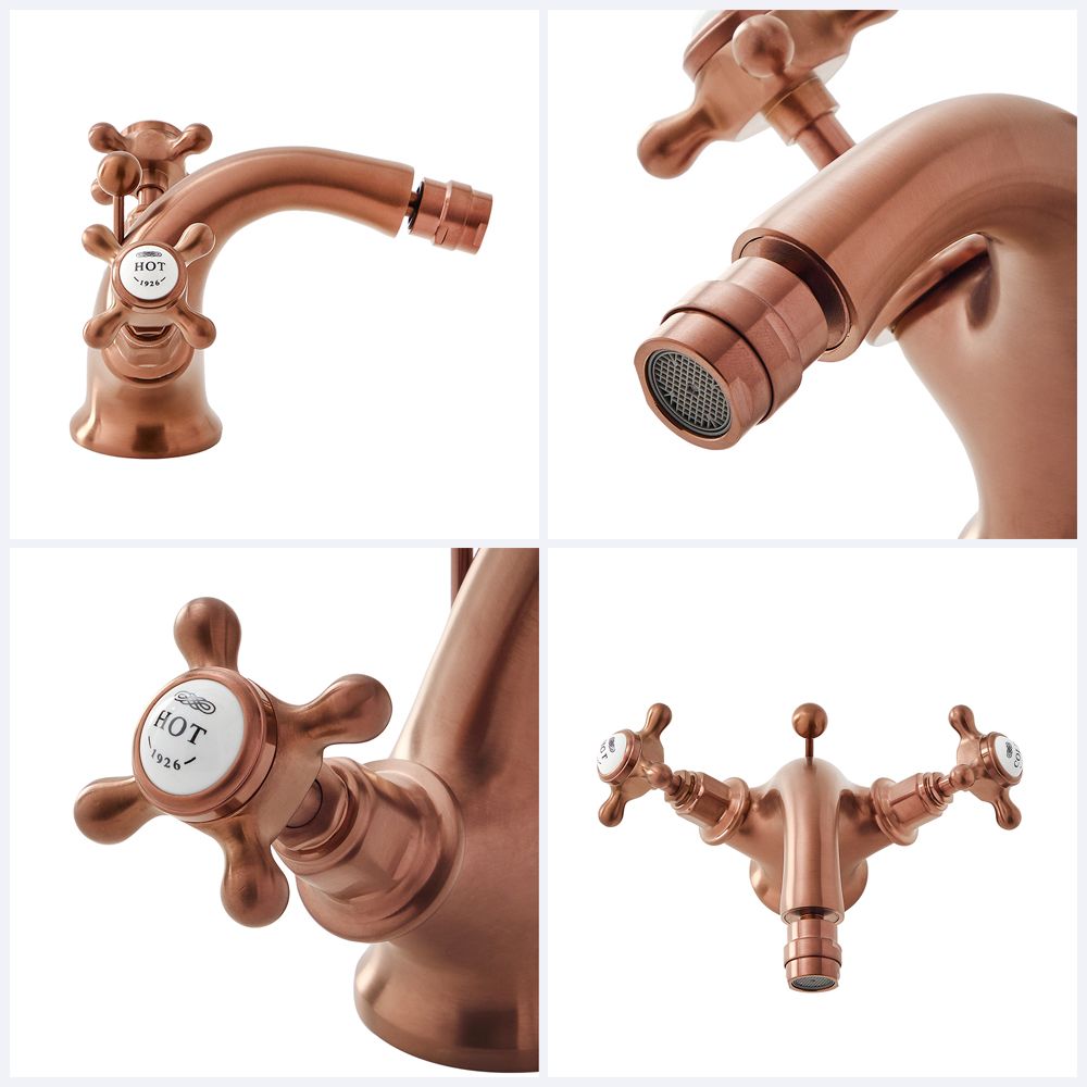 Milano Elizabeth - Traditional Crosshead Mono Bidet Mixer Tap - Brushed ...