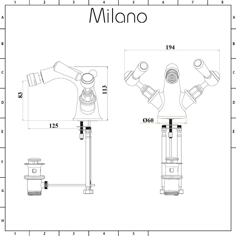 Milano Elizabeth - Traditional Lever Mono Bidet Mixer Tap - Chrome and ...