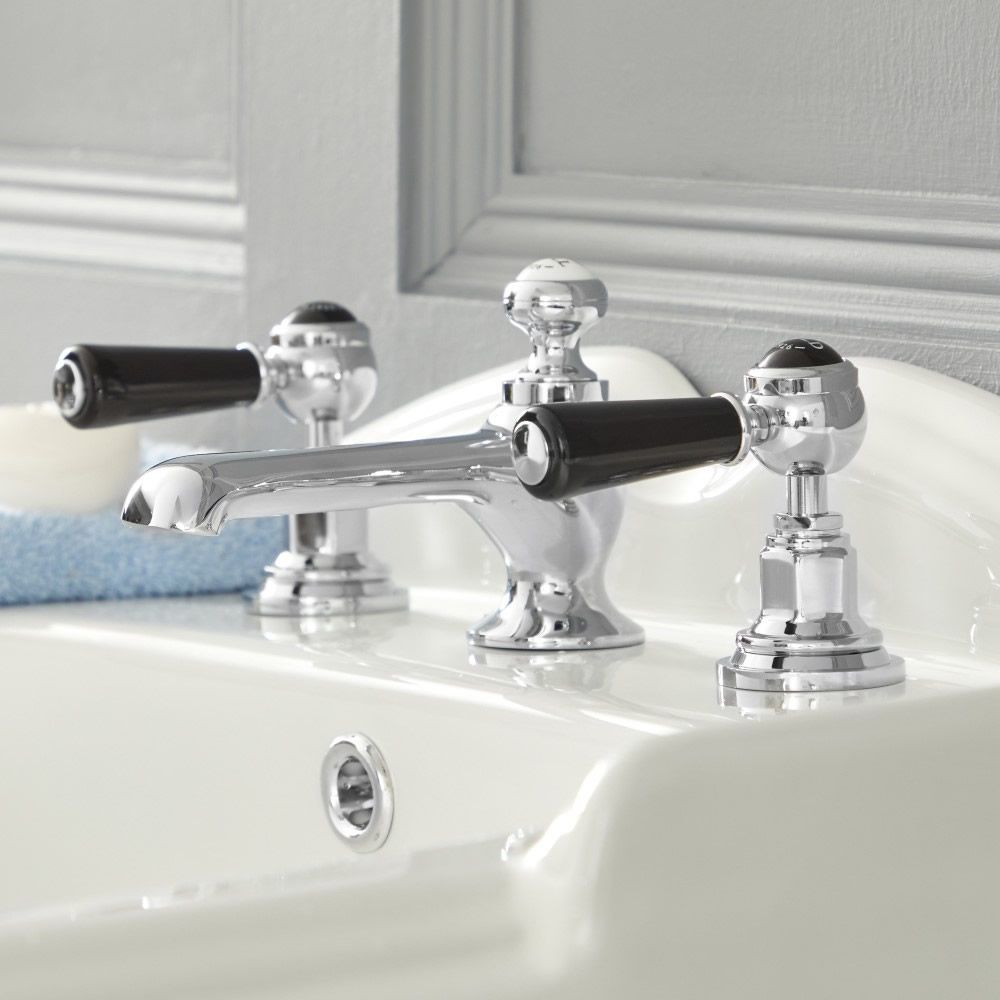 Milano Elizabeth - Traditional 3 Tap-Hole Lever Basin Mixer Tap ...