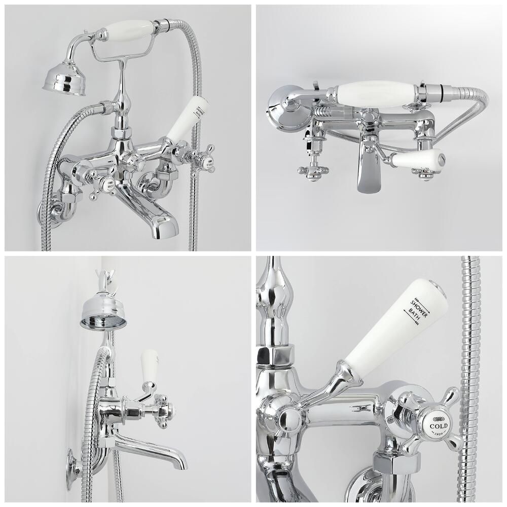 Milano Elizabeth - Traditional Wall Mounted Crosshead Bath Shower Mixer ...