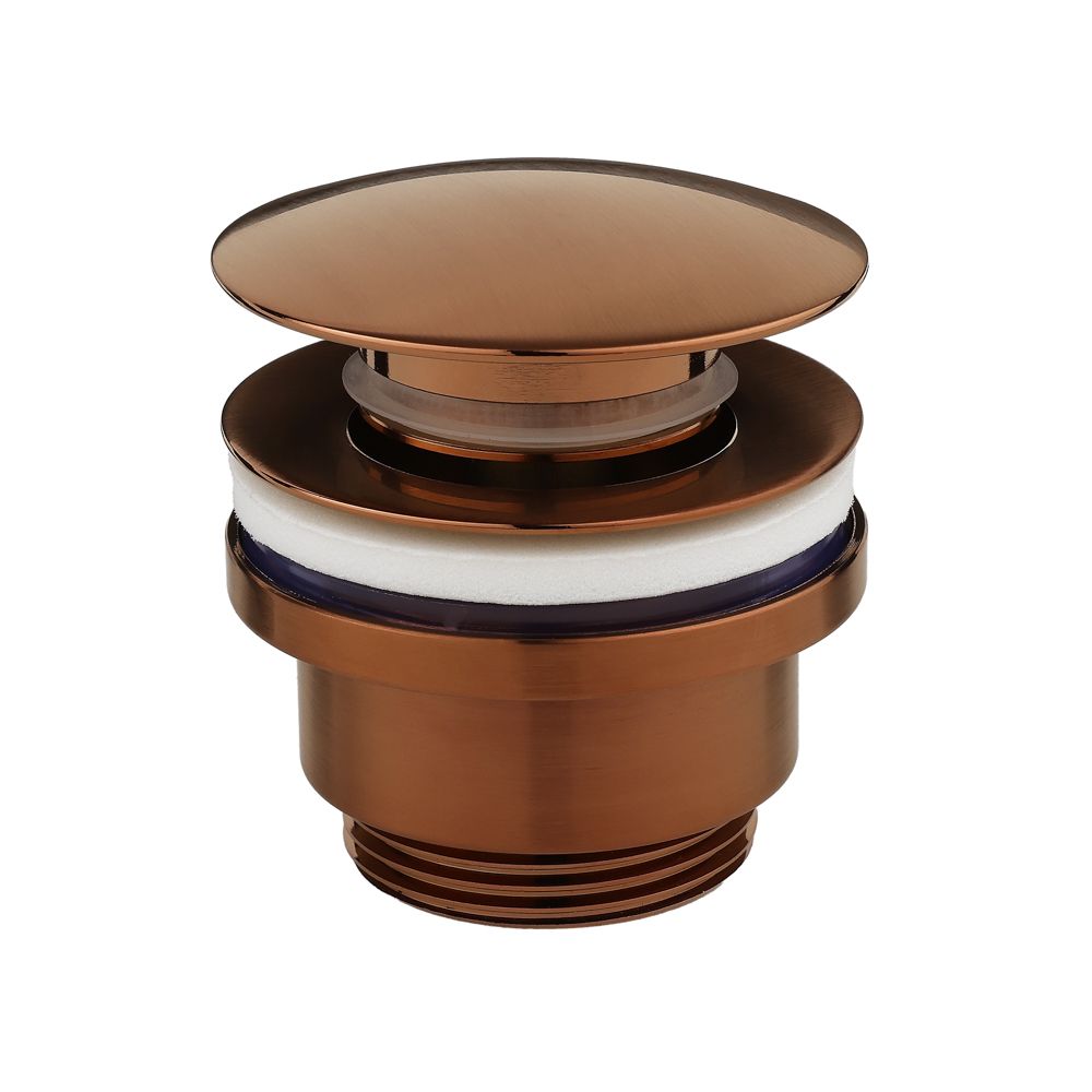 Milano - Universal Round Push Button Basin Waste - Brushed Copper