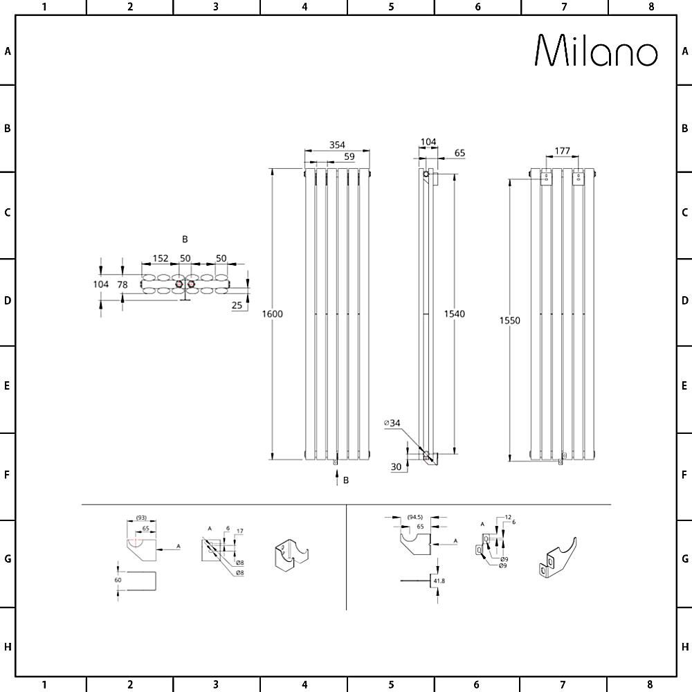 Milano Aruba Flow - Anthracite Vertical Middle Connection Designer ...