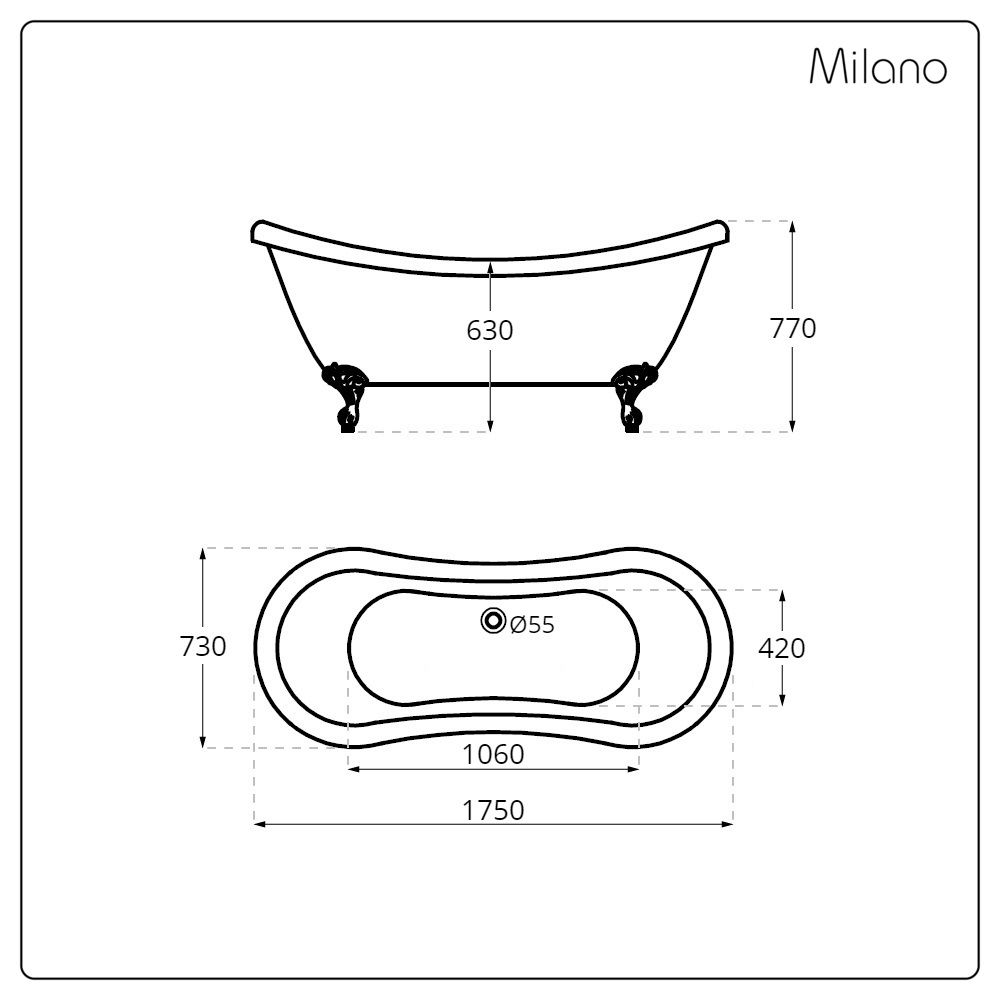 Milano Legend - Traditional Double-Ended Freestanding Slipper Bath ...