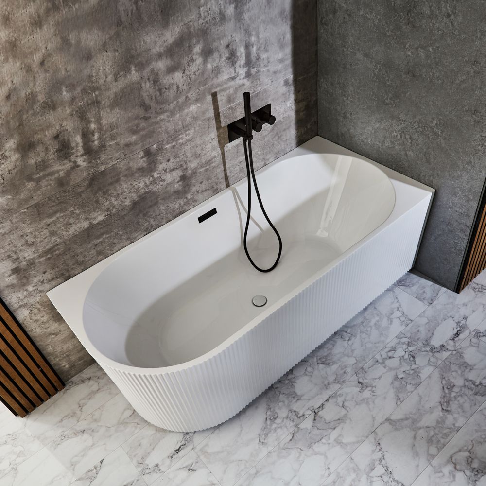 Milano Florence - Modern Fluted Corner Bath - 1700mm x 800mm - Choice ...
