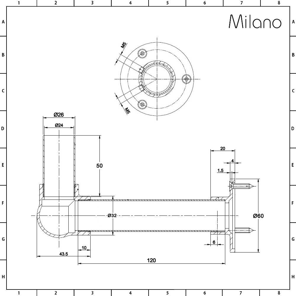 Milano - Chrome Heating Element Cable Masking Cover