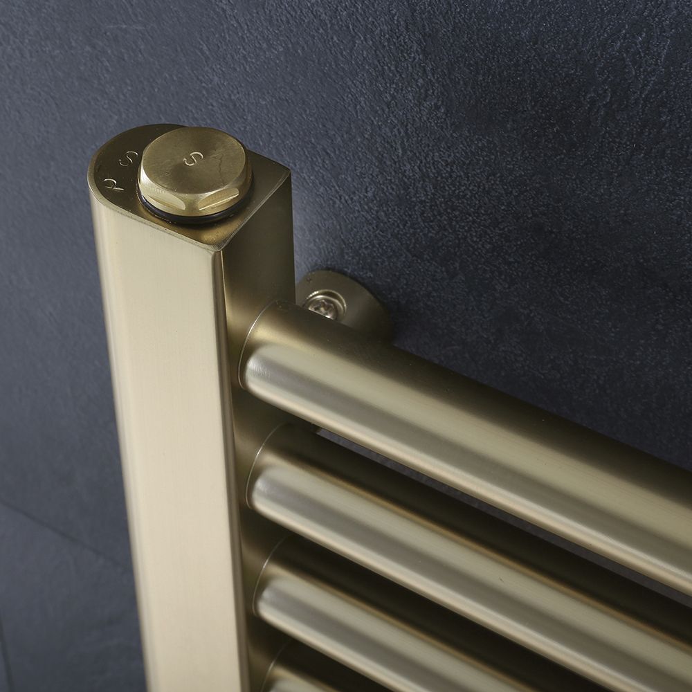 Milano Esk - Brushed Brass Flat Heated Towel Rail - 1200mm x 500mm