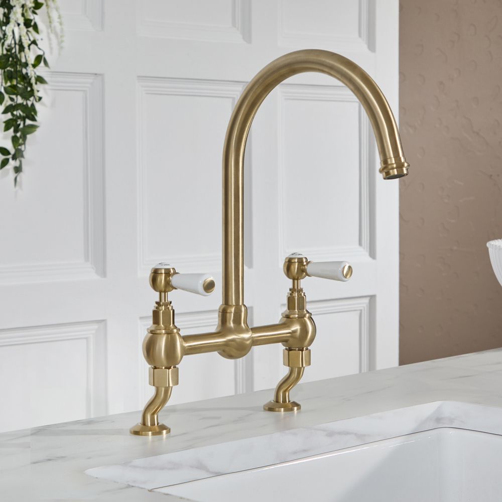 Milano Elizabeth - Traditional Cranked Bridge Kitchen Mixer Tap ...