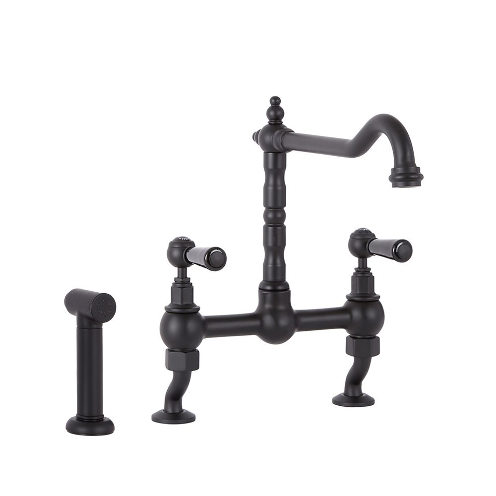 Milano Elizabeth - Classic Cranked Bridge Kitchen Mixer Tap with Pull ...