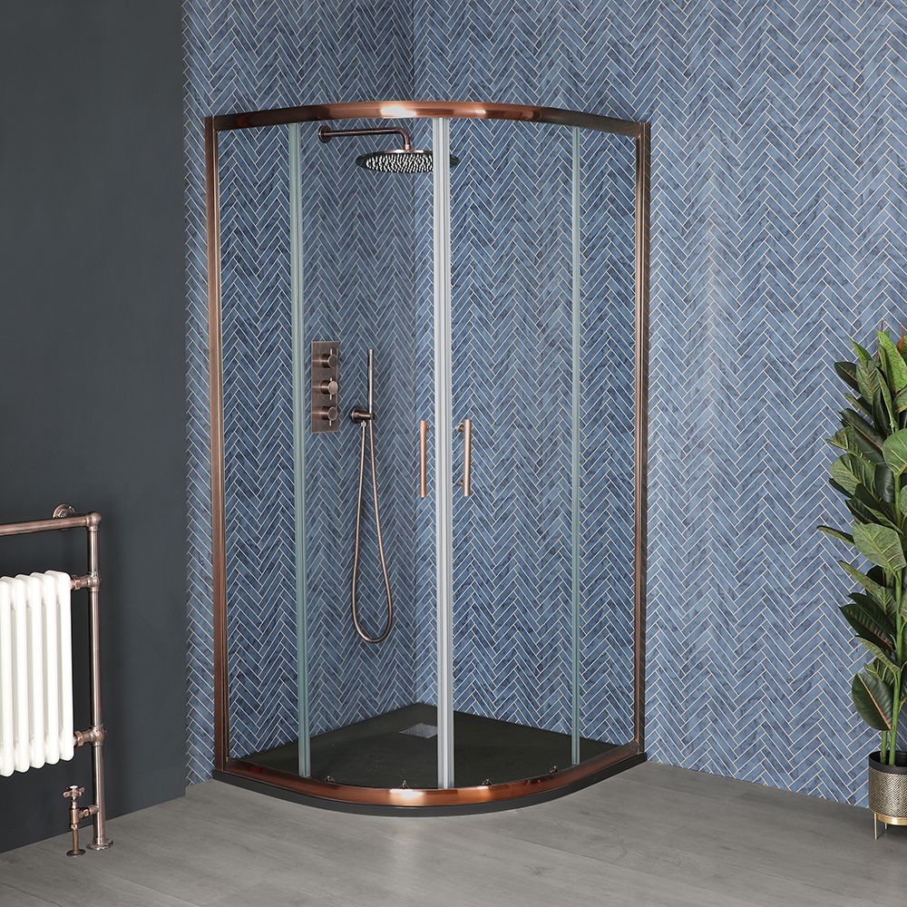 Milano Eris - 900mm Copper Quadrant Shower Enclosure with Slate Tray ...