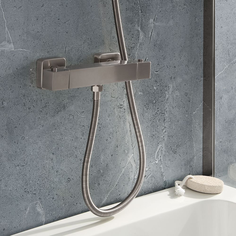 Milano Rune - Modern Square Thermostatic Bar Shower Valve - Choice of ...