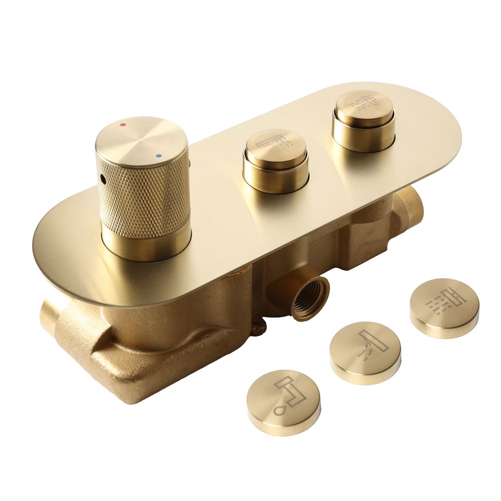 Milano Orta - Modern 2 Outlet Round Push Button Shower Valve - Brushed ...