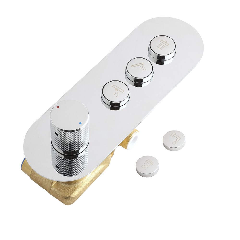 Milano Orta - 3 Outlet Round Push Button Thermostatic Shower Valve - Chrome