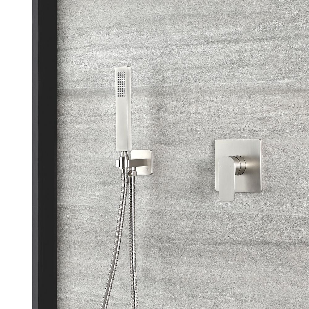 Milano Hunston - Brushed Nickel Shower with Square Hand Shower Kit (1 ...